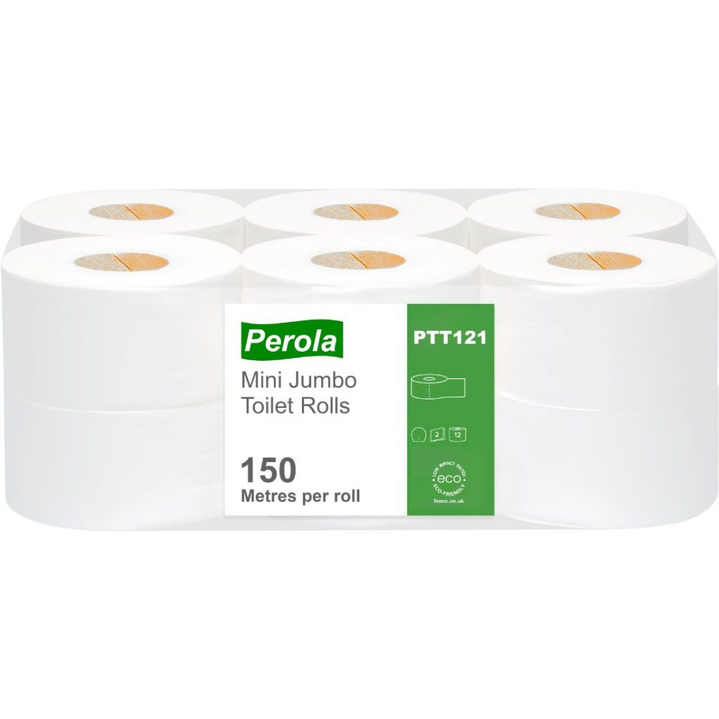 Perola® EcoRol™ 2-Ply Mini Jumbo Toilet Rolls 150m (1x12) - JanPal (UK ...