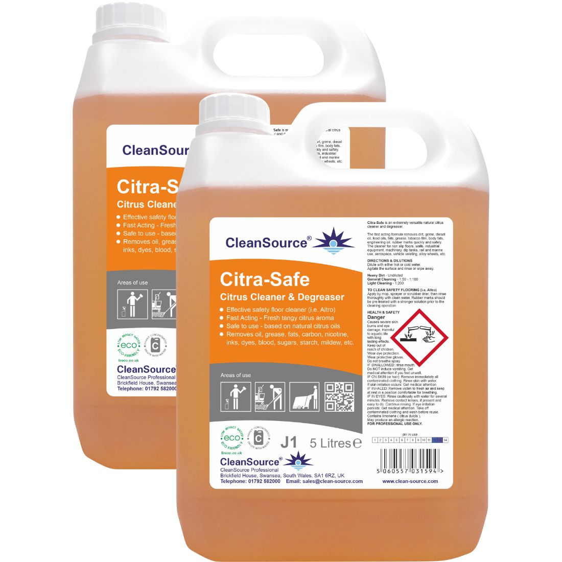 CleanSource® CITRA-SAFE Citrus Cleaner & Degreaser (2x5L) - JanPal (UK ...